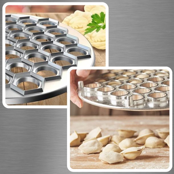 PIEROŻNICA FORMA DO PIEROGÓW USZEK RAVIOLI FOREMKA 37SZT 25CM STALOWA ...