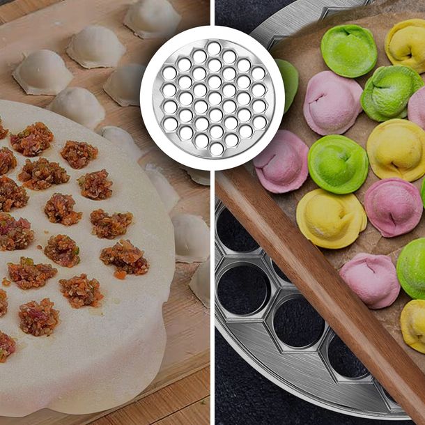 PIEROŻNICA FORMA DO PIEROGÓW USZEK RAVIOLI FOREMKA 37SZT 25CM STALOWA ...