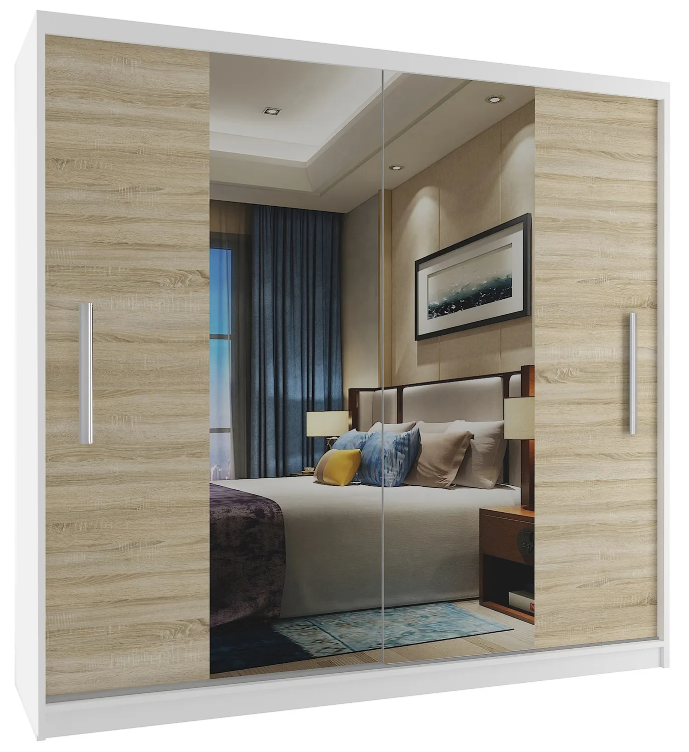 Szafa przesuwna z lustrem 200 cm - ERLI.pl