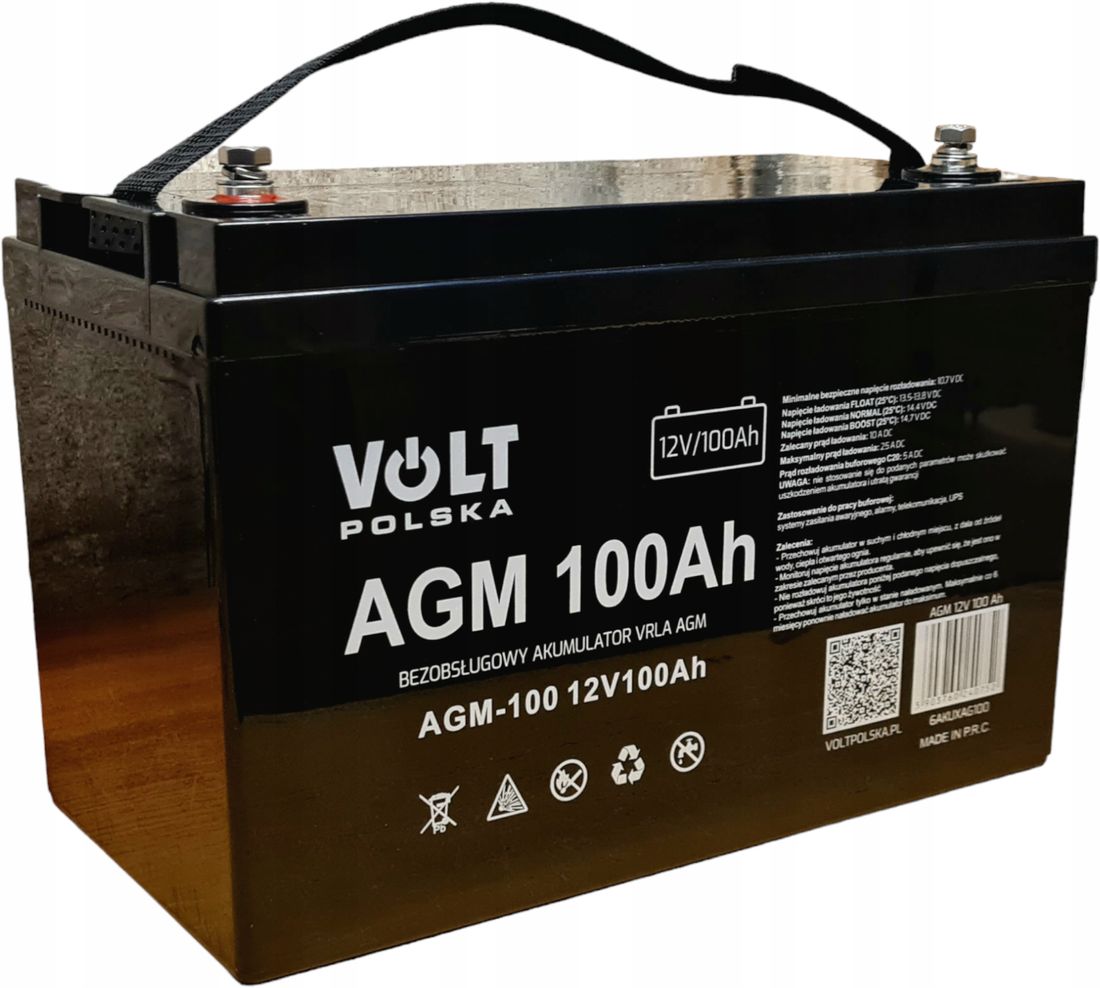 VOLT akumulator AGM 12V 100Ah BEZOBSŁUGOWY do zasilaczy awaryjnych UPS - ERLI.pl