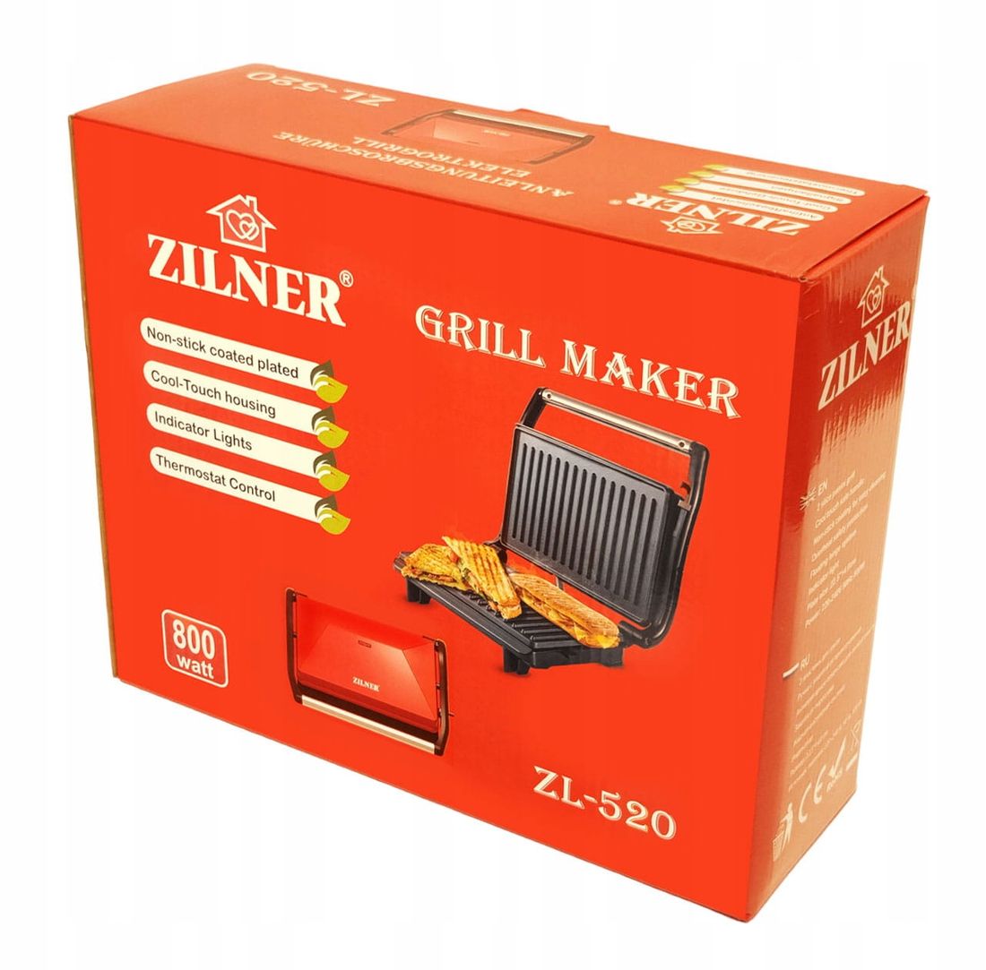 Kompaktowy Grill elektryczny 800W ZILNER ZL-520 - ERLI.pl