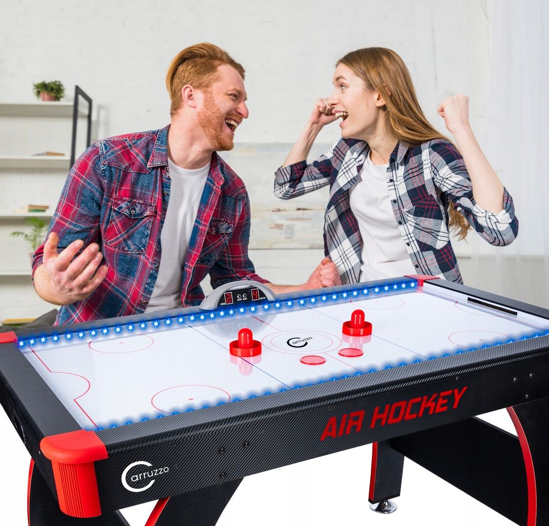 STÓŁ CYMBERGAJ HOKEJ AIR HOCKEY DUŻY LICZNIK PODŚWIETLENIE LED - ERLI.pl