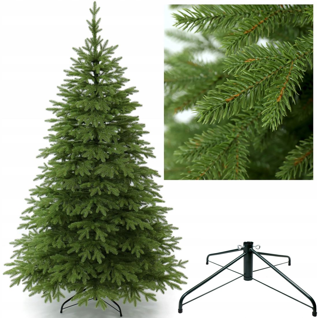 Choinka sztuczna Świerk Naturalny 100% PE 220 cm + Stojak - ERLI.pl