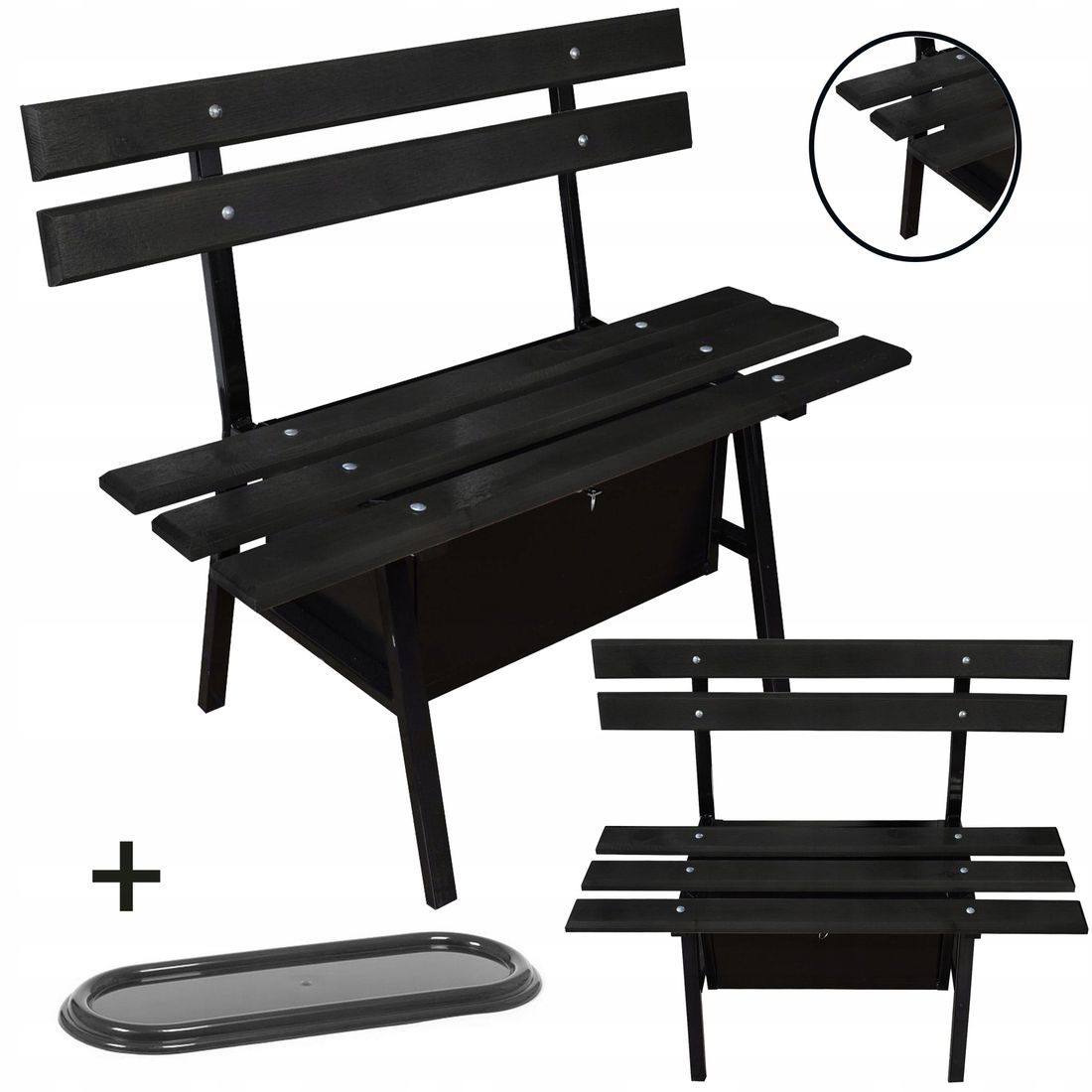 DREWNIANA ŁAWKA CMENTARNA ZE SKRZYNKĄ I OPARCIEM – 150337000 - ERLI.pl