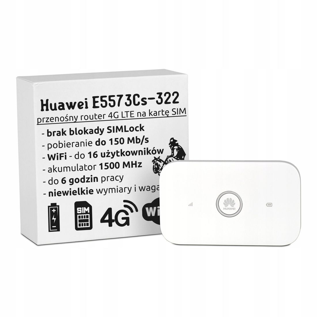 Huawei E5573C Przenośny Mobilny Router WiFi 4G LTE na kartę SIM bez ...