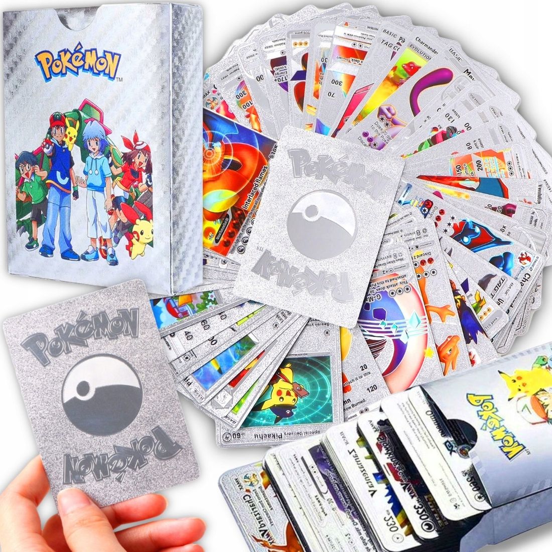 KARTY POKEMON TALIA KART KOLEKCJONERSKICH EDYCJA SREBRNE BŁYSZCZĄCE ...