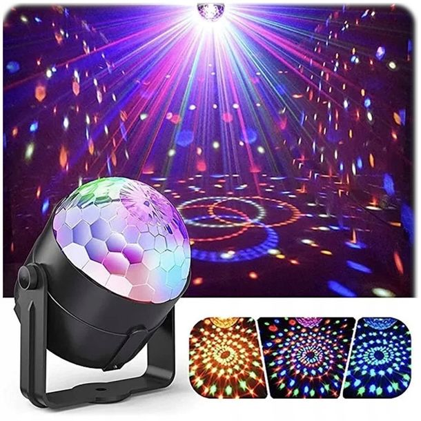 KULA DISCO PROJEKTOR RGB LED DYSKOTEKOWY REFLEKTOR NA IMPREZE LASER ...