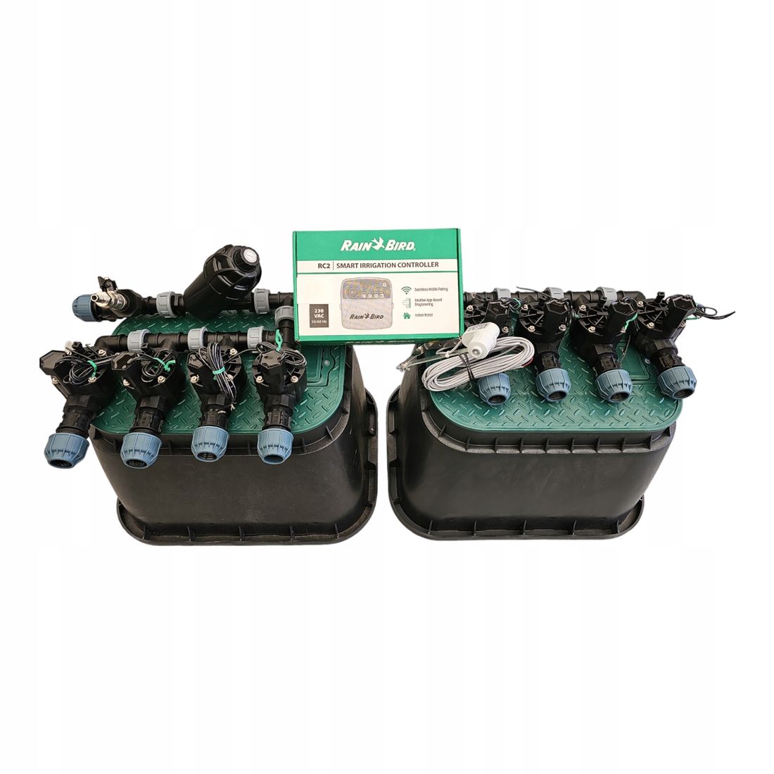 Zestaw Rain Bird HV 8 sekcji z filtrem RC2 Wifi Czujnik 2 Studzienki PE 32 - ERLI.pl