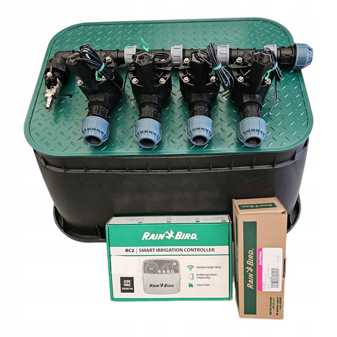 Zestaw Rain Bird 4 sekcje Kompresor RainBird Sterownik RC2 WiFi Czujnik 25 - ERLI.pl
