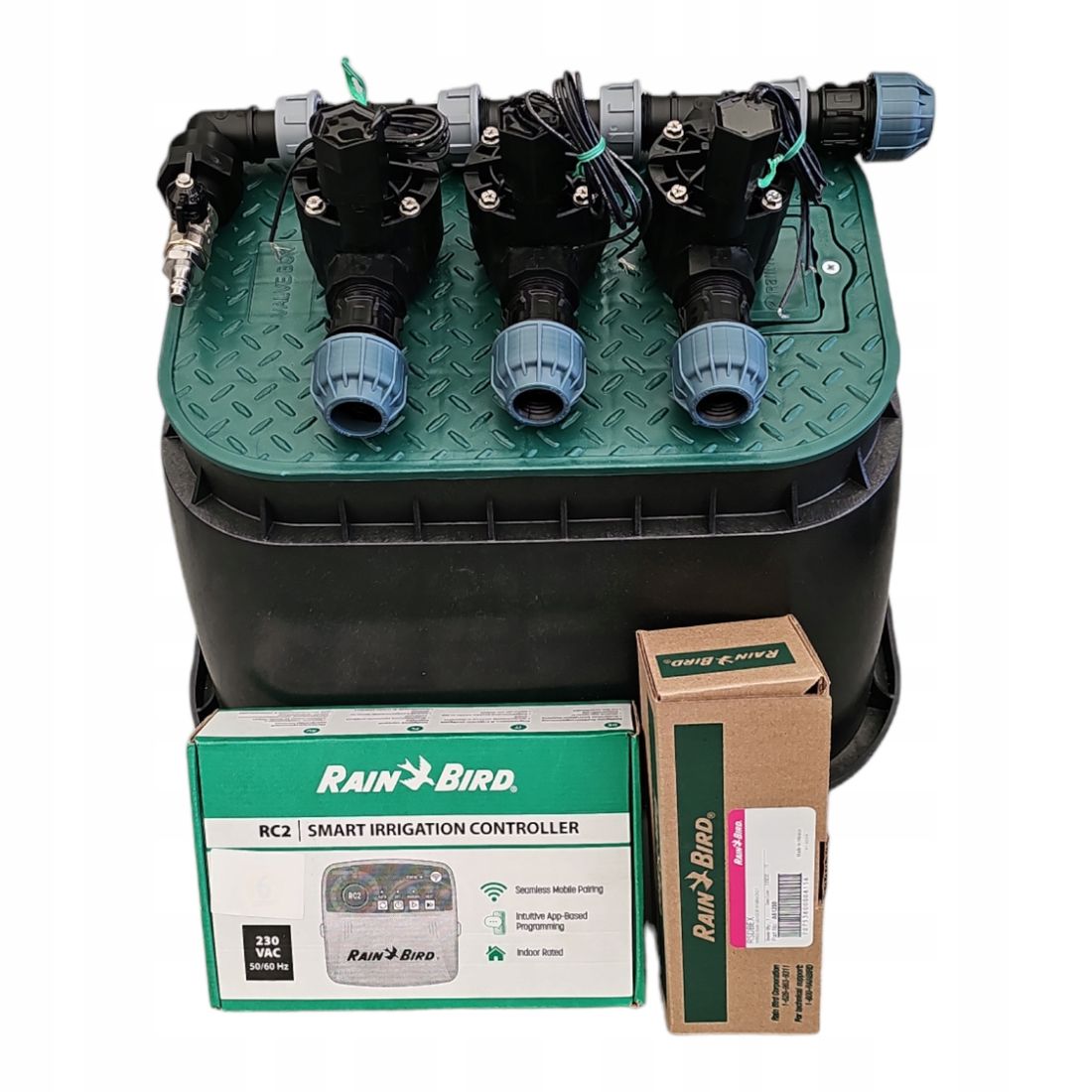 Zestaw Rain Bird 3 sekcje kompresor RainBird Sterownik RC2 WiFi Czujnik 32 - ERLI.pl