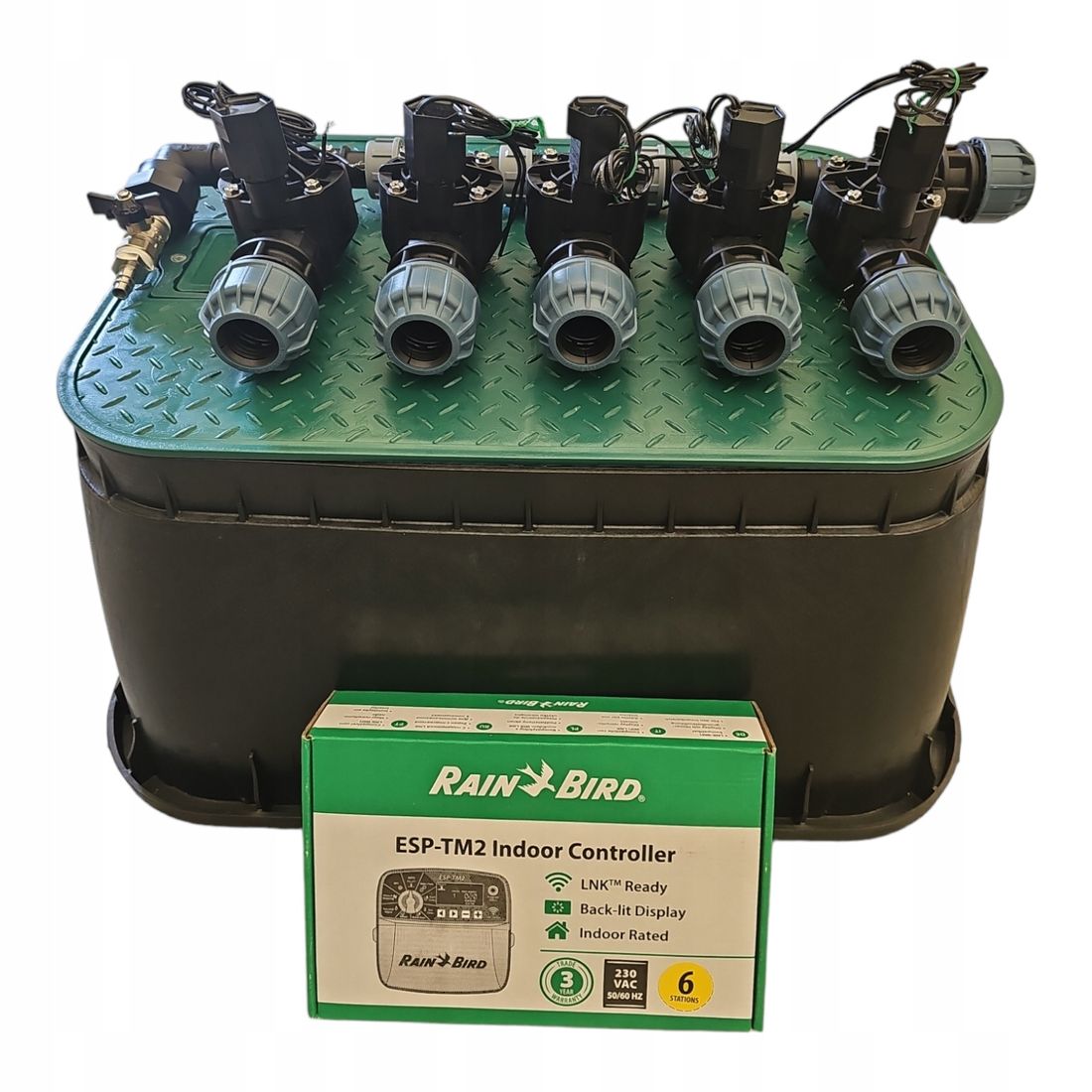 Zestaw Rain Bird HV 5 sekcji z kompresorem Sterownik TM2 na rurę PE 32 - ERLI.pl