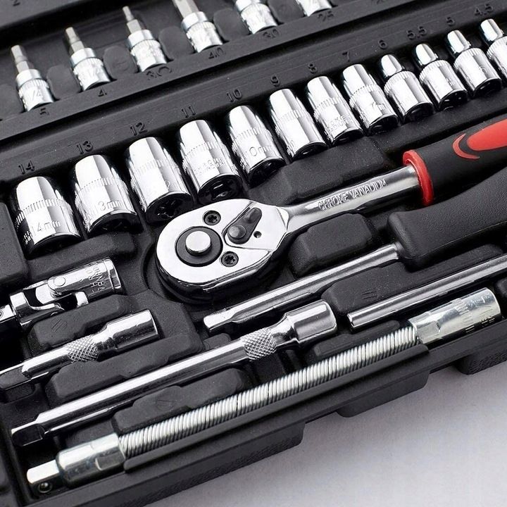 ZESTAW KLUCZY NASADOWYCH NARZĘDZI KLUCZE NASADOWE 46 ELEMENTÓW DUŻY TORX - ERLI.pl