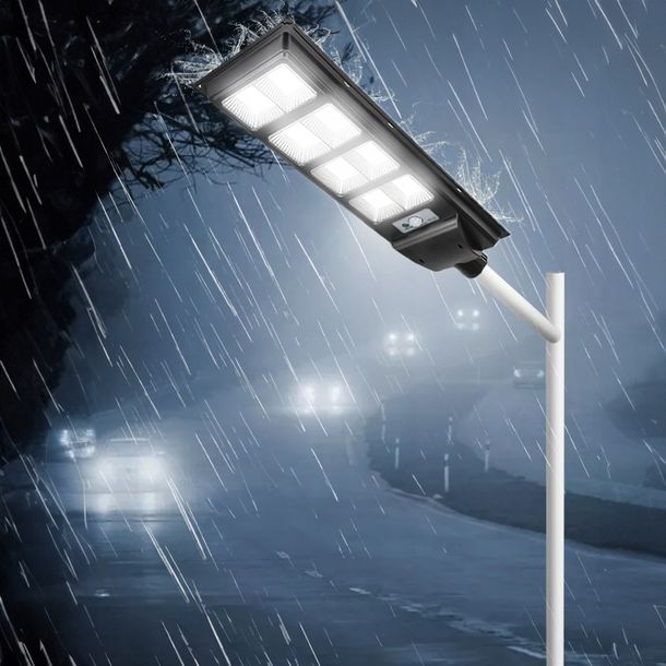 MOCNA LAMPA SOLARNA 600W LED ULICZNA Z CZUJNIKIEM RUCHU I ZMIERZCHU PILOT – 164662731 - ERLI.pl