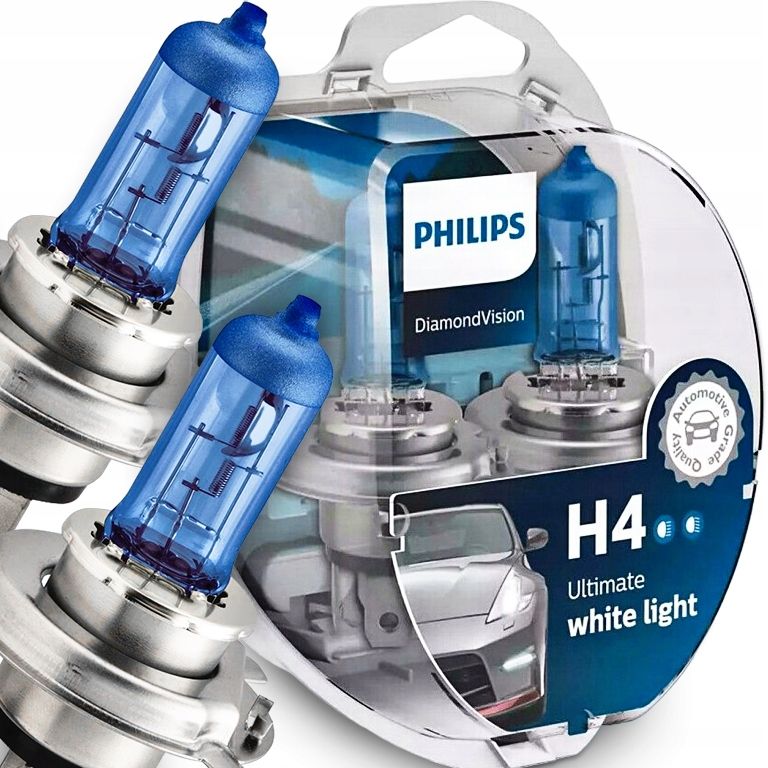ŻARÓWKI PHILIPS H4 DIAMOND VISION 5000K KOMPLET ŻARÓWEK SAMOCHODOWYCH ...