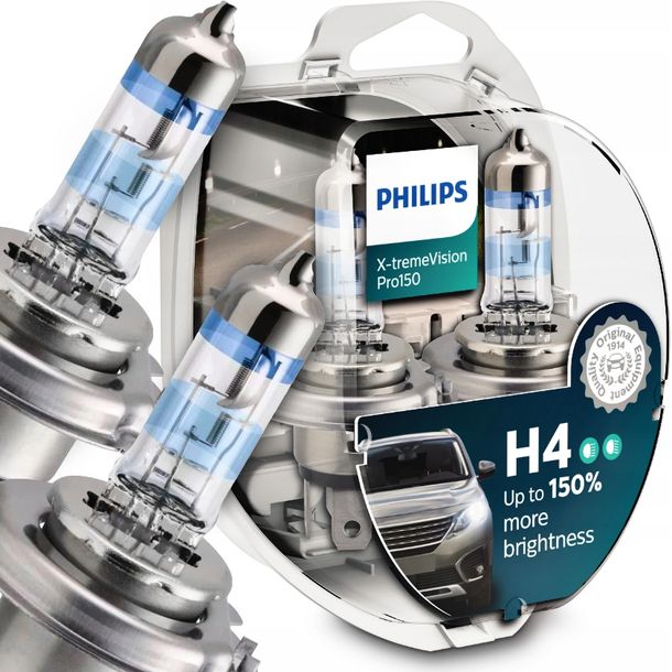 Żarówki H4 Philips X-Treme Vision Pro150 + 150 % - ERLI.pl