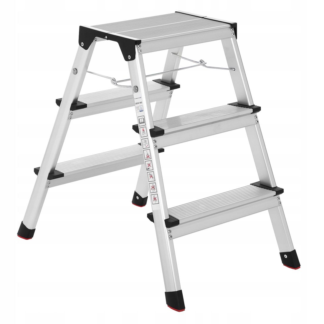 Praktyczna aluminiowa drabina domowa schodkowa 3 stopniowa dwustronna ...