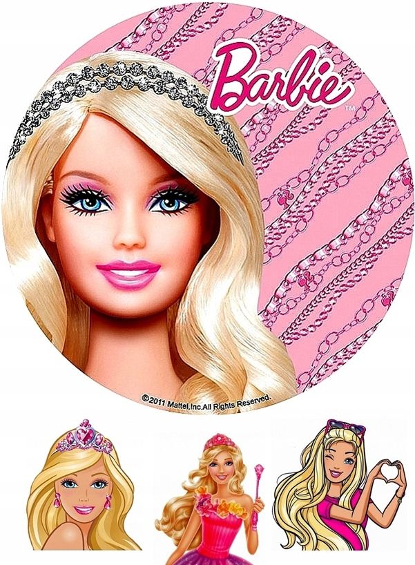 OPŁATEK NA TORT BARBIE OKRĄGŁY GRUBY 20CM! - ERLI.pl