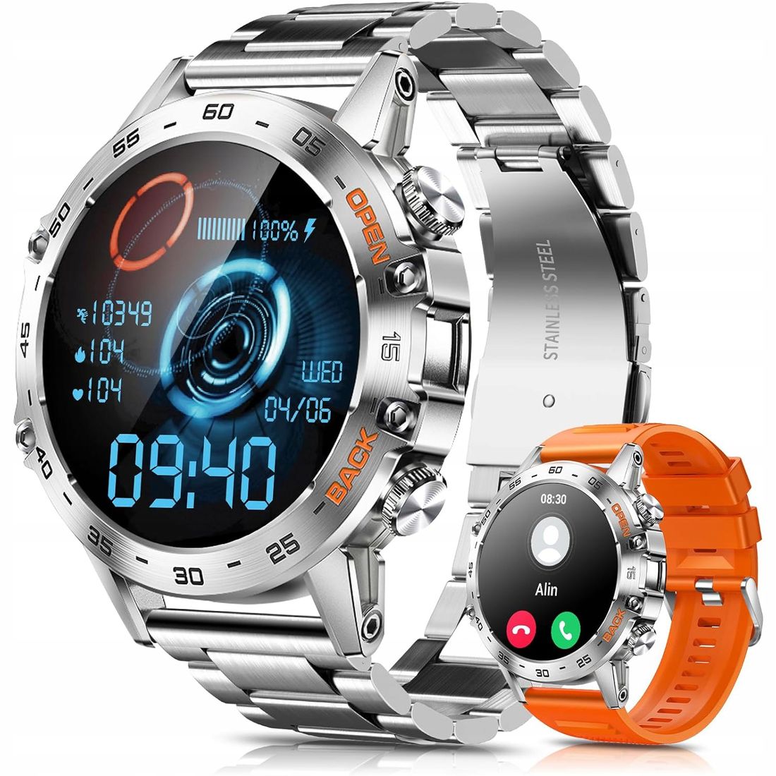 SMARTWATCH MĘSKI SMART WATCH ROZMOWY PULS POLSKIE MENU GRATIS ...