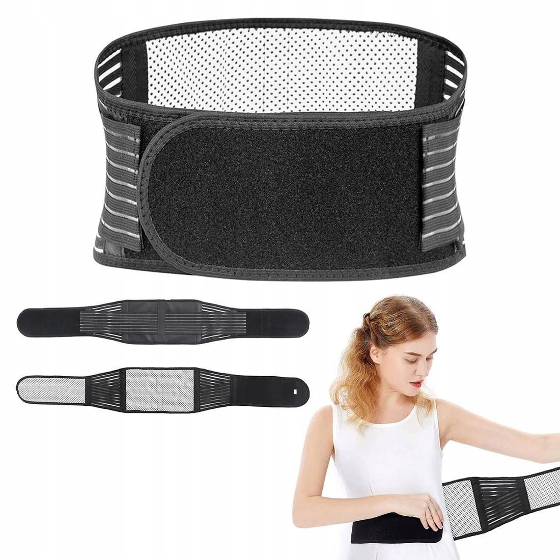 Pas magnetyczny na kręgosłup lędźwiowy z turmalinem na ból pleców roz ...