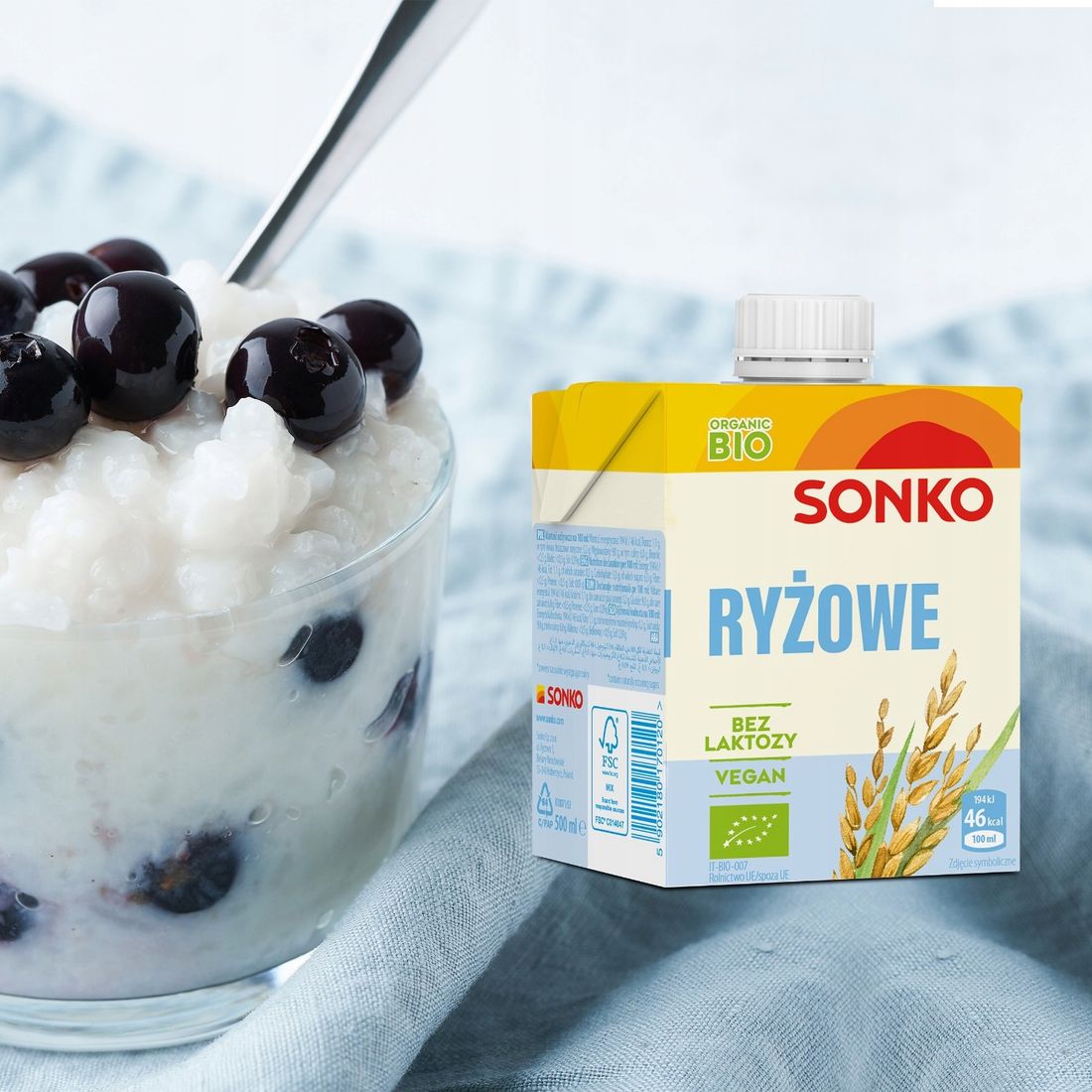 Sonko Ryżowe Organic Bio Mleko Roślinne 500ml x12 - ERLI.pl