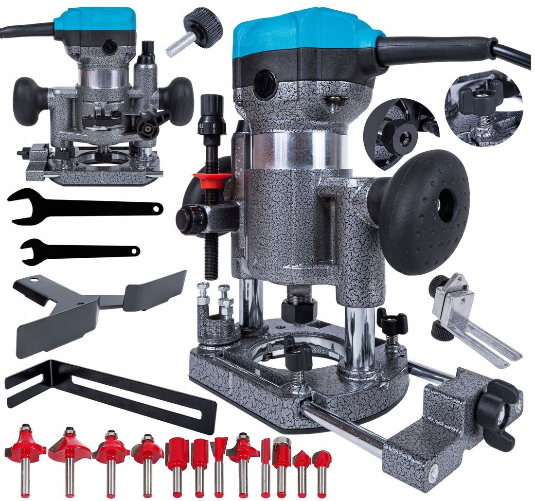 FREZARKA GÓRNOWRZECIONOWA 2400W 6/8MM + 12X FREZY - ERLI.pl