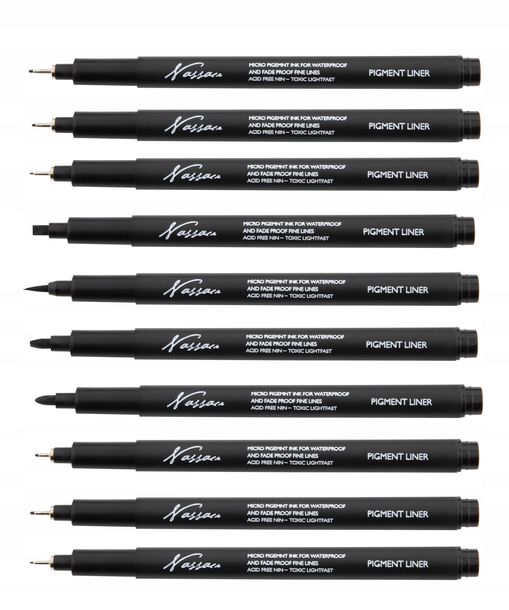 CIENKOPISY CZARNE MAZAKI PISAKI KREŚLARSKIE ZESTAW 10 SZT - ERLI.pl