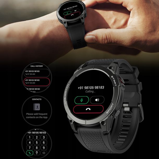 SPORTOWY ZEGAREK SMARTWATCH MĘSKI GPS PULS ROZMOWY POLSKIE MENU AMOLED – 165409029 - ERLI.pl