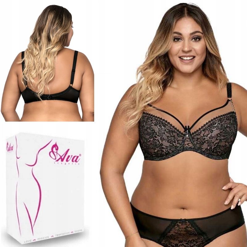 Ava 1396 BIUSTONOSZ Miękki Koronkowy 85D czarny - ERLI.pl