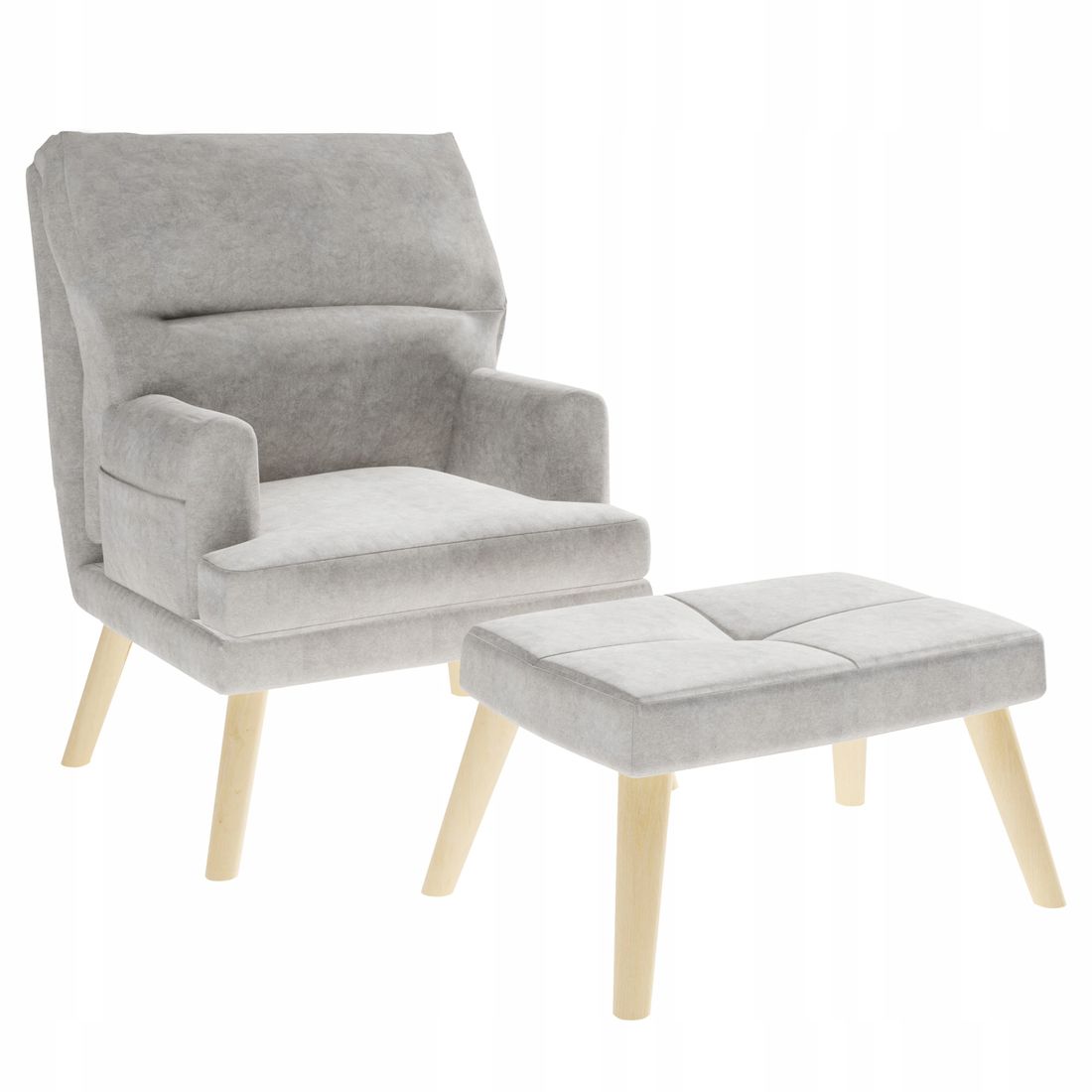 Fotel Uszak NEMO skandynawski z Podnóżkiem Rozkładany JASNOSZARY Zoya ...