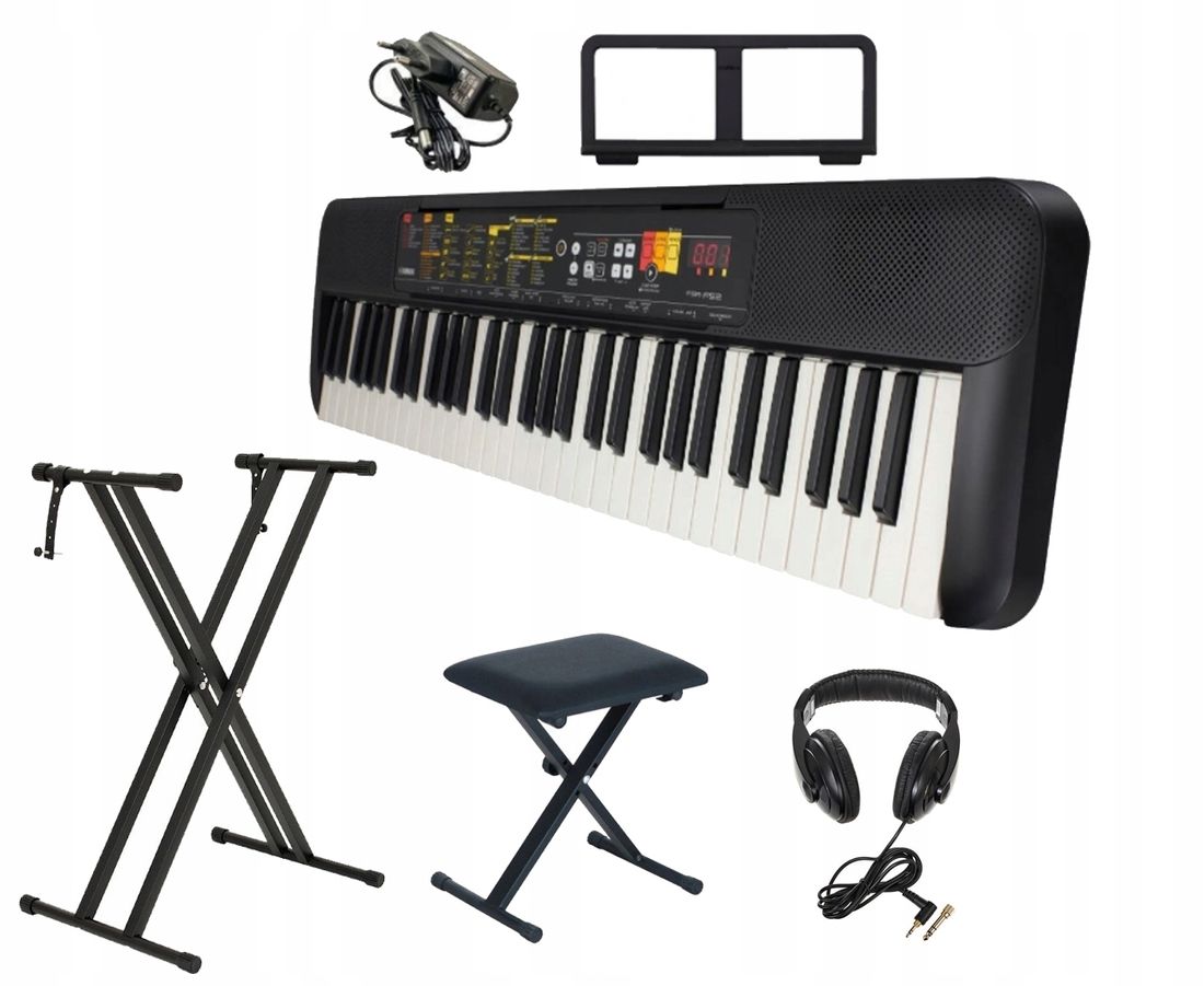Yamaha PSR-F52 keyboard + statyw Ambra X4 + ława D-90 + słuchawki ...