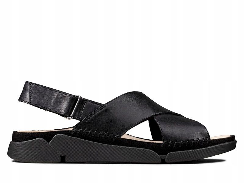 CLARKS Sandały damskie Tri Alexia czarne skórzane 35,5 - ERLI.pl