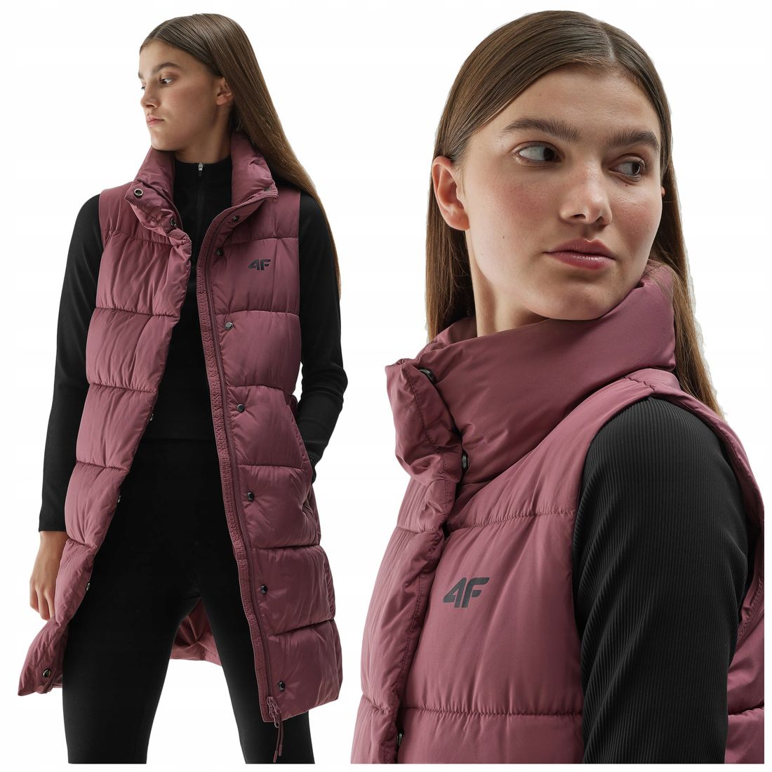Kamizelka damska OCIEPLANA 4F bezrękawnik pikowany damski CIEPŁY L ...