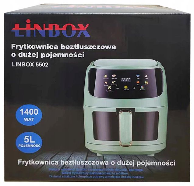 FRYTKOWNICA BEZTŁUSZCZOWA AIR FRYER LINBOX ZIELONA - ERLI.pl