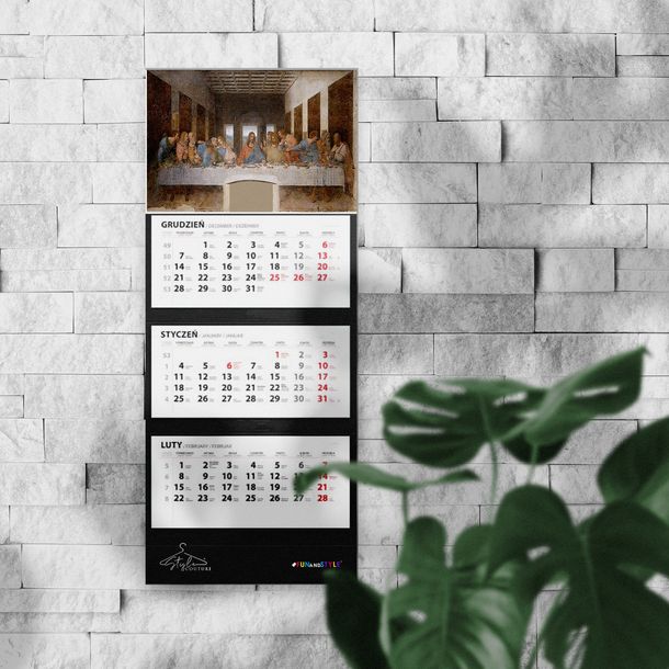 Kalendarz Ścienny 2024 Rok Trójdzielny Roczny Miesiące Mona Lisa Wzory - ERLI.pl