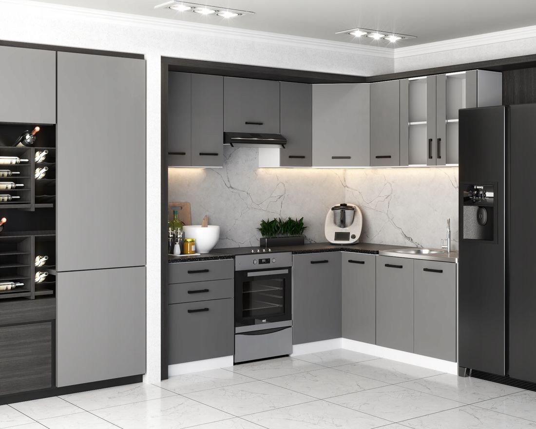 MEBLE KUCHENNE KUCHNIA ZESTAW SZAFKI BLAT JOLA NAROŻNA JOLA GRAFIT ...