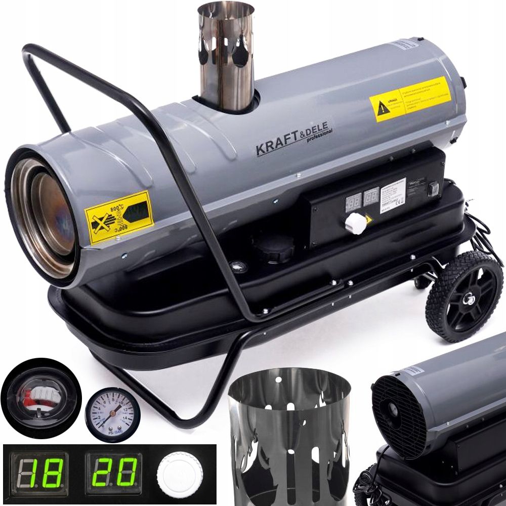 NAGRZEWNICA DIESEL OLEJOWA 30KW NA ROPĘ TEMOSTAT KOMIN z regulacją ...