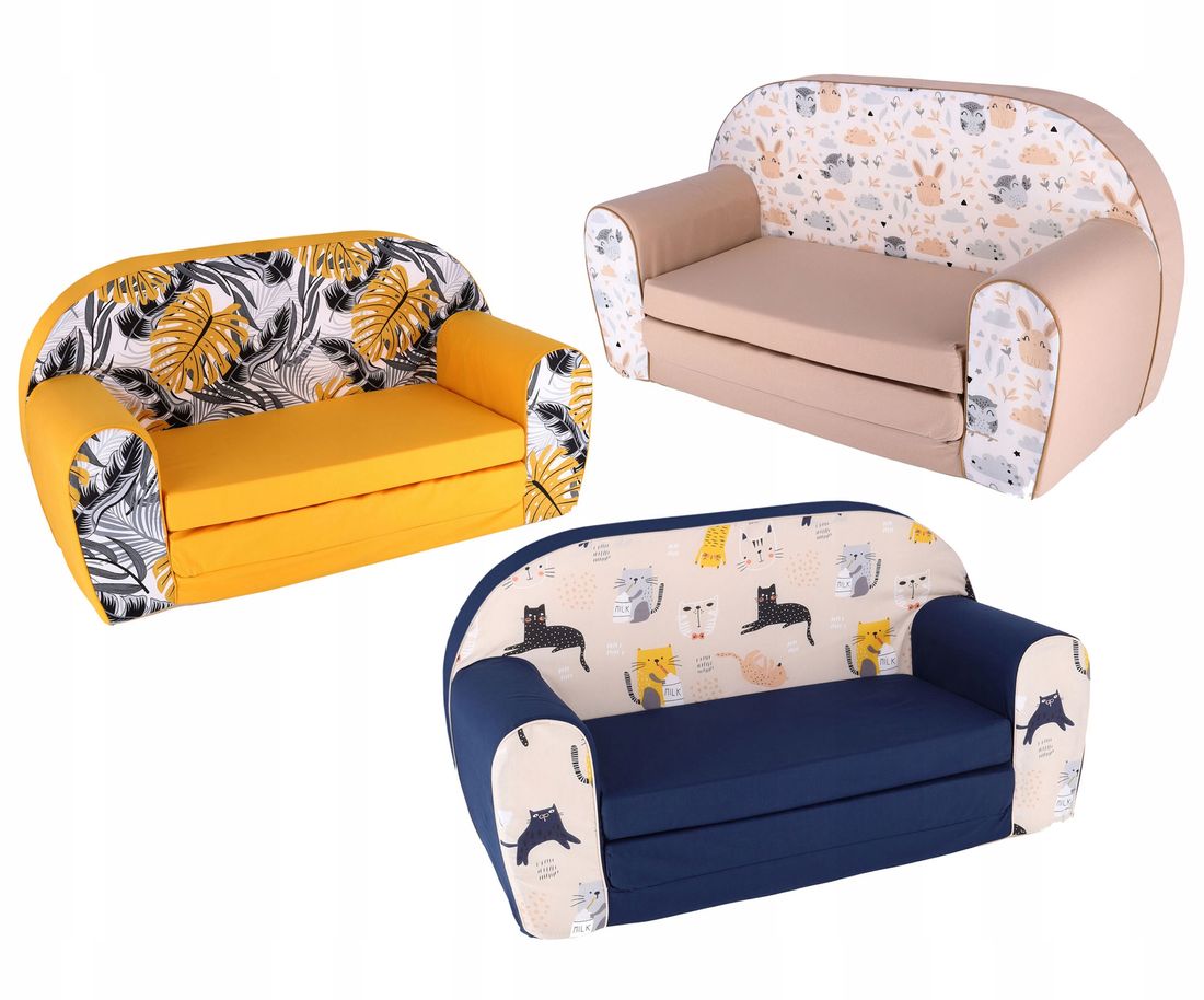 SOFA MINI Z PIANKI DLA DZIECKA ROZKŁADANA WZORY - ERLI.pl