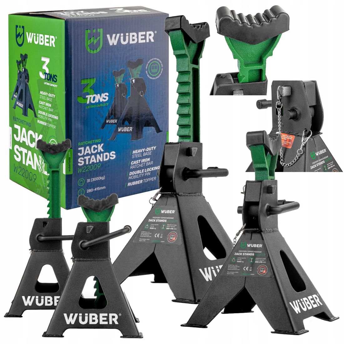 KOBYŁKI SAMOCHODOWE WARSZTATOWE Wuber W22009 [3t] HQ MOCNE PODPORY ...