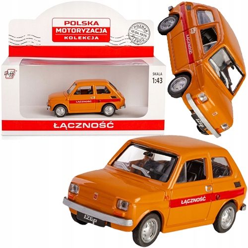 FIAT 126p MALUCH SAMOCHÓD METALOWY KOLEKCJA PRL 1:43 POMARAŃCZOWY ...
