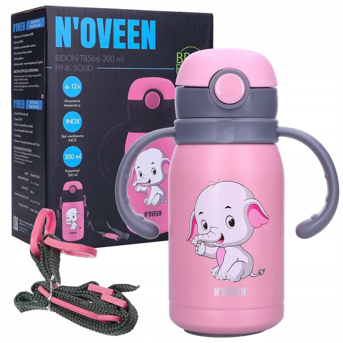 Kubek Termiczny BIDON DLA DZIECI Stal 300ml Różowy - ERLI.pl