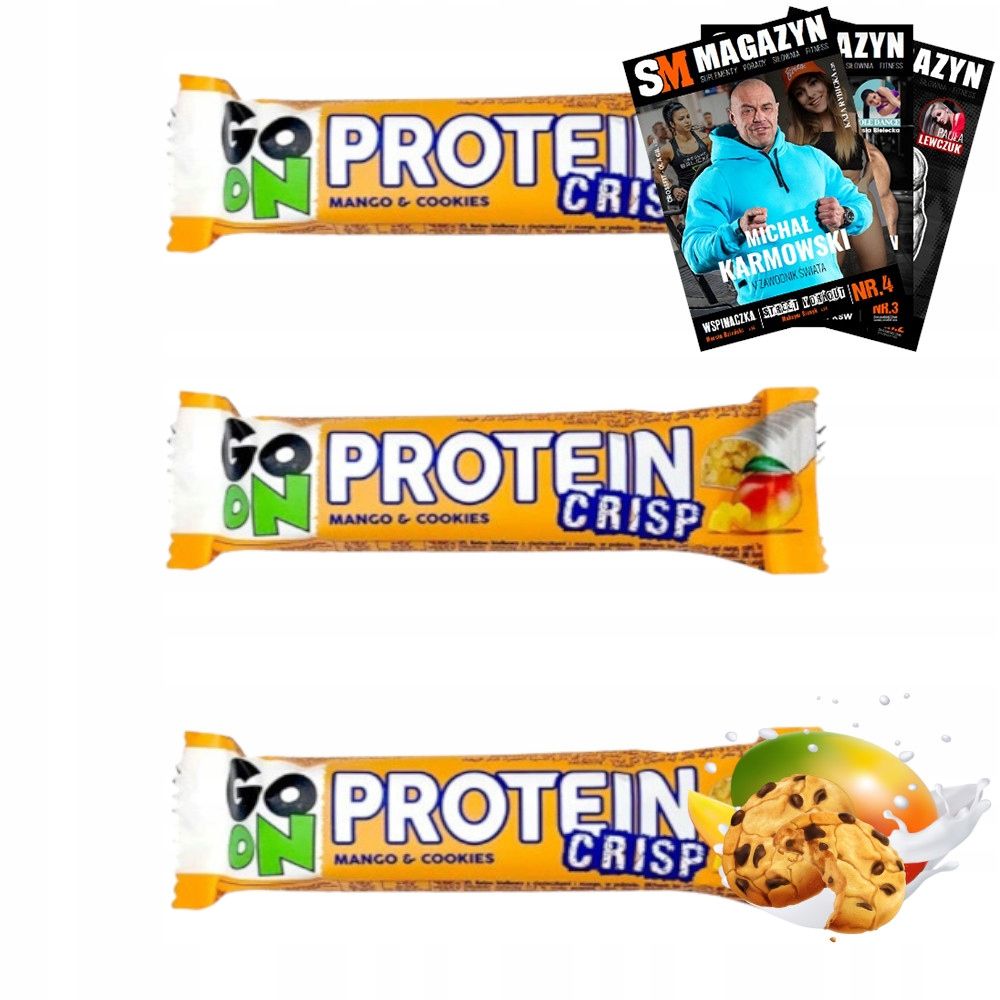 GO ON PROTEIN CRISP BAR BATON WYSOKOBIAŁKOWY WPC BIAŁA CZEKOLADA 3x45 g ...