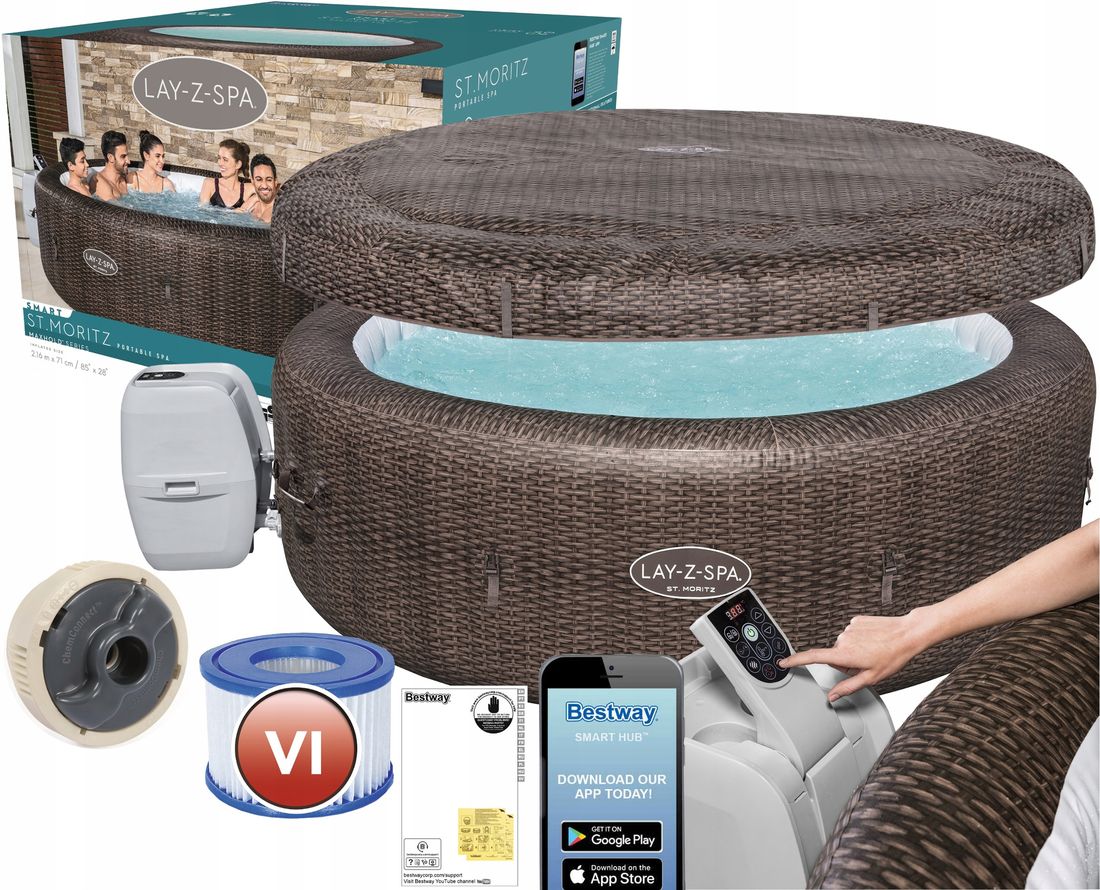 BESTWAY 60023 SPA ST. MORITZ Wi-Fi POKRYWA 7 OSÓB 216x71cm 2024r - ERLI.pl