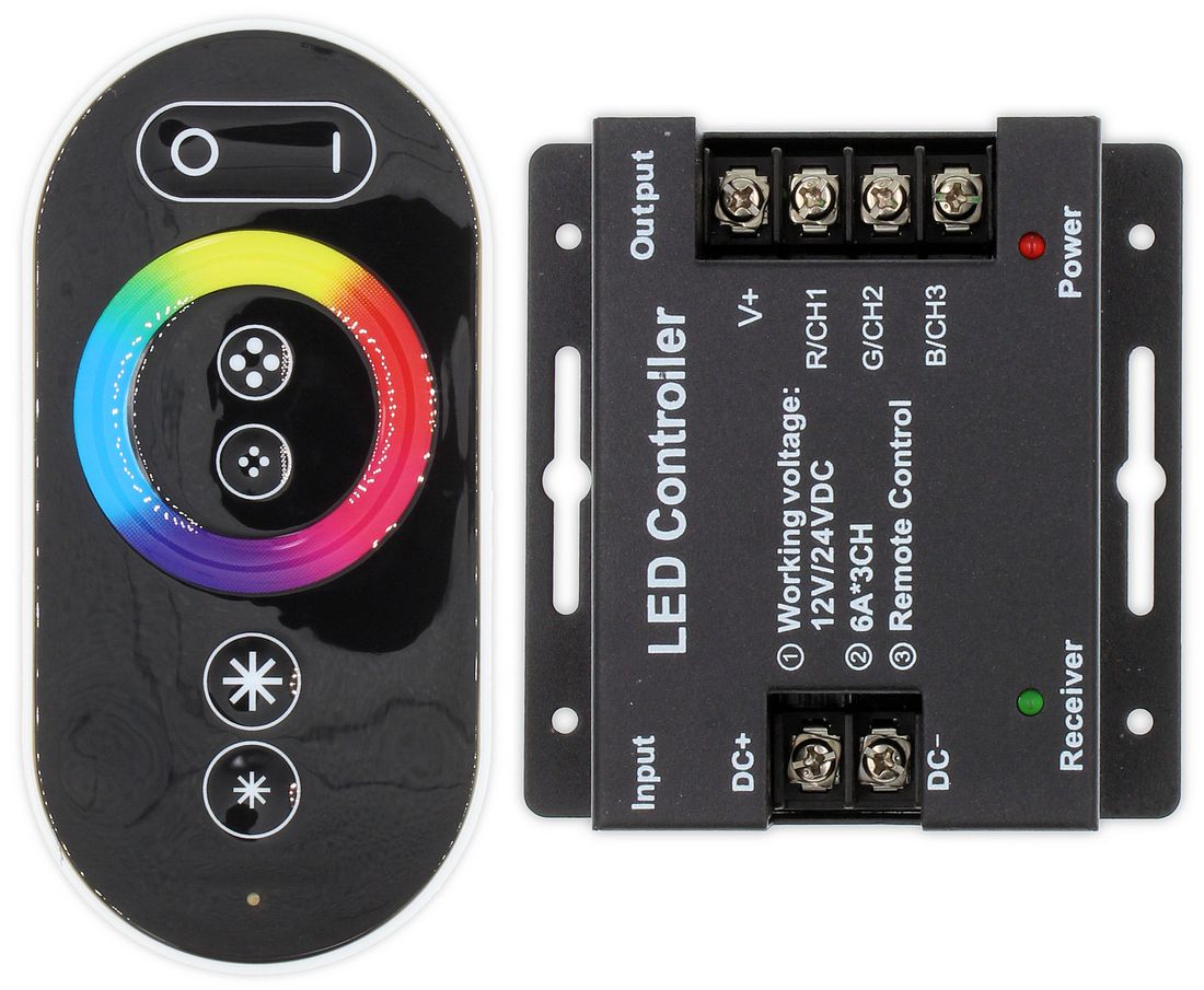 Sterownik Kontroler do Taśm LED RGB Pilot Dotykowy 12V 24V DC - ERLI.pl Sterownik Kontroler do Taśm LED RGB Pilot Dotykowy 12V 24V DC - ERLI.pl