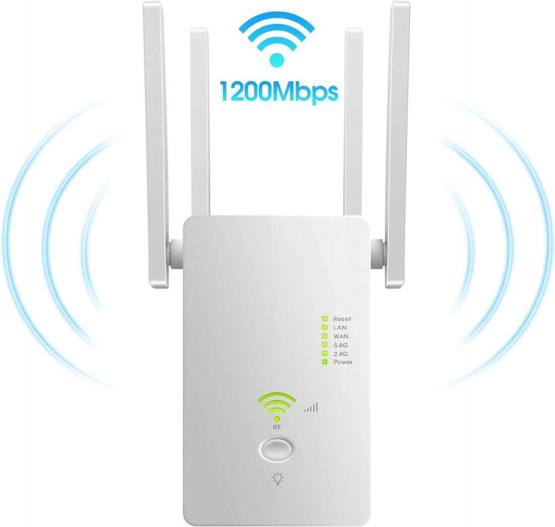 WZMACNIACZ SYGNAŁU WIFI REPEATER Dual Band 2,4Ghz/5Ghz AC1200 1200Mb/s ...