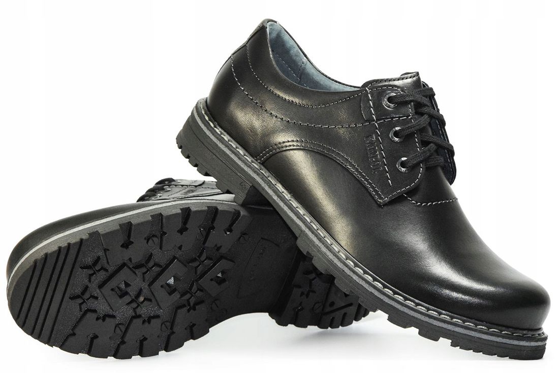 Trapery męskie skórzane czarne polskie KamPol r.45 - ERLI.pl