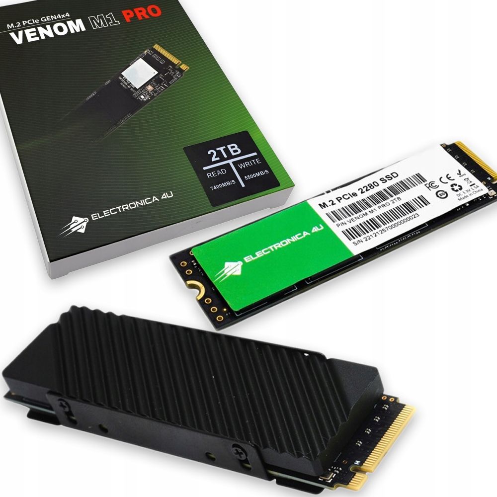 Ultra szybki dysk SSD M.2 NVMe VENOM M1 PRO 2TB PCIe Gen4x4 2280 7400/ ...