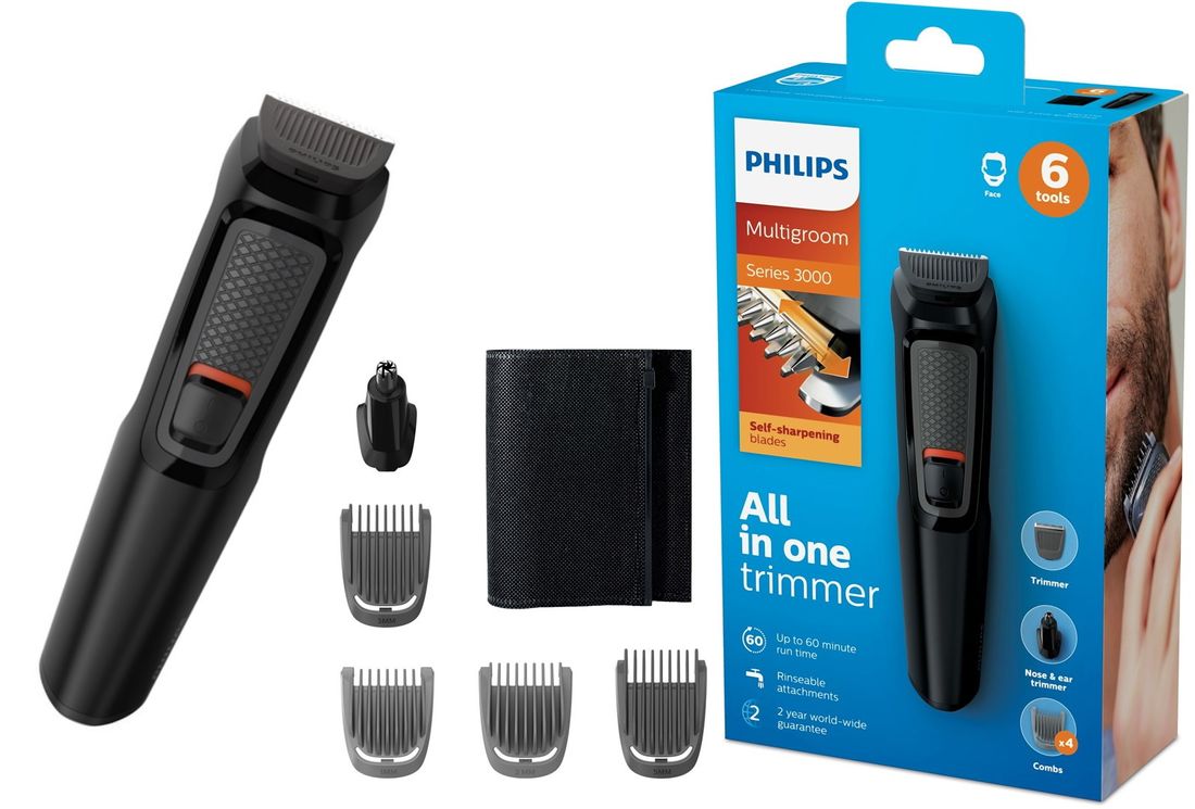 Zestaw 6w1 multigroom maszynka trymer Philips MG3710/15 twarz włosy ...