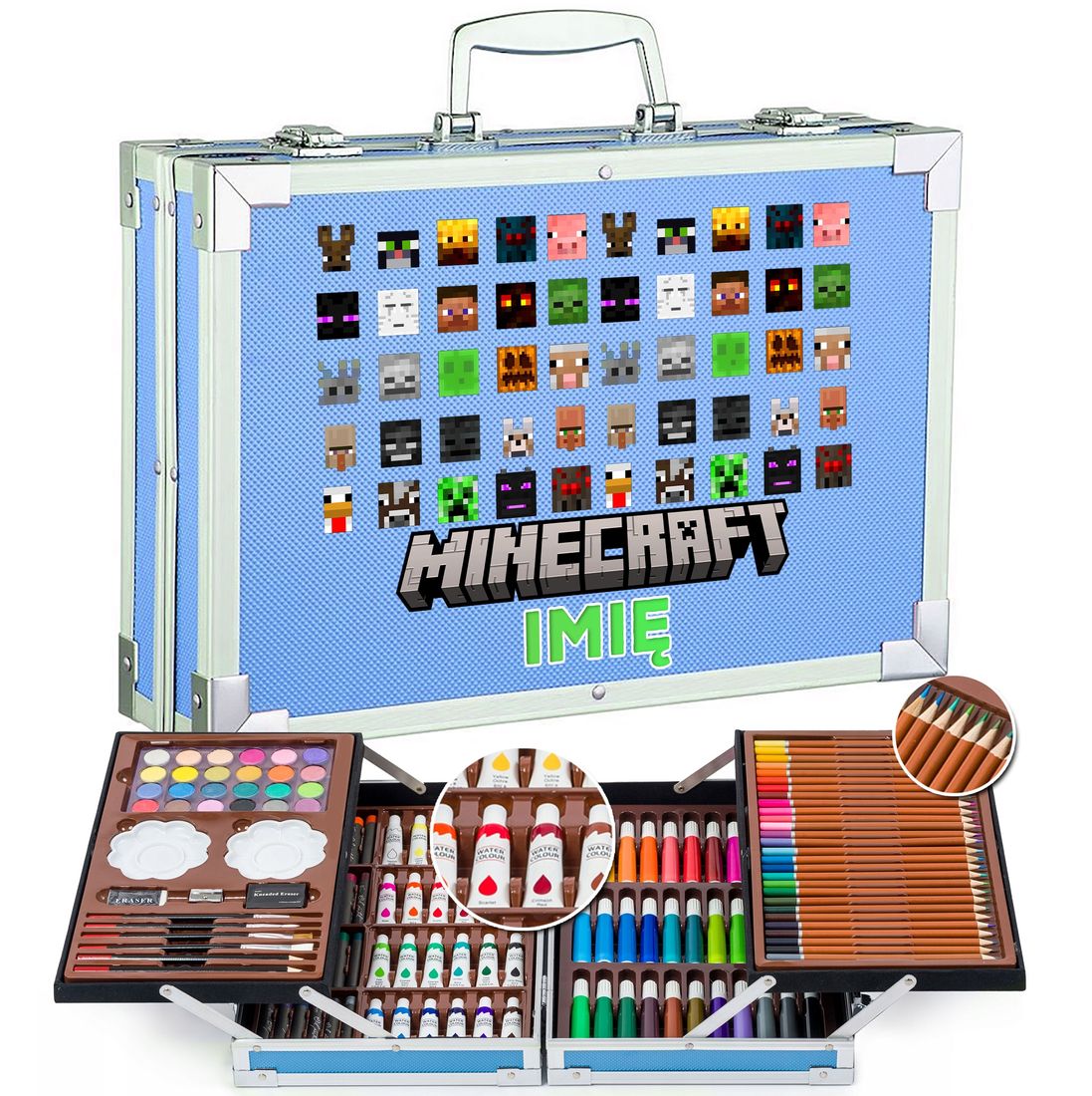 ZESTAW ARTYSTYCZNY MALOWANIA W WALIZCE MINECRAFT CREEPER PREZENT 145 EL ...