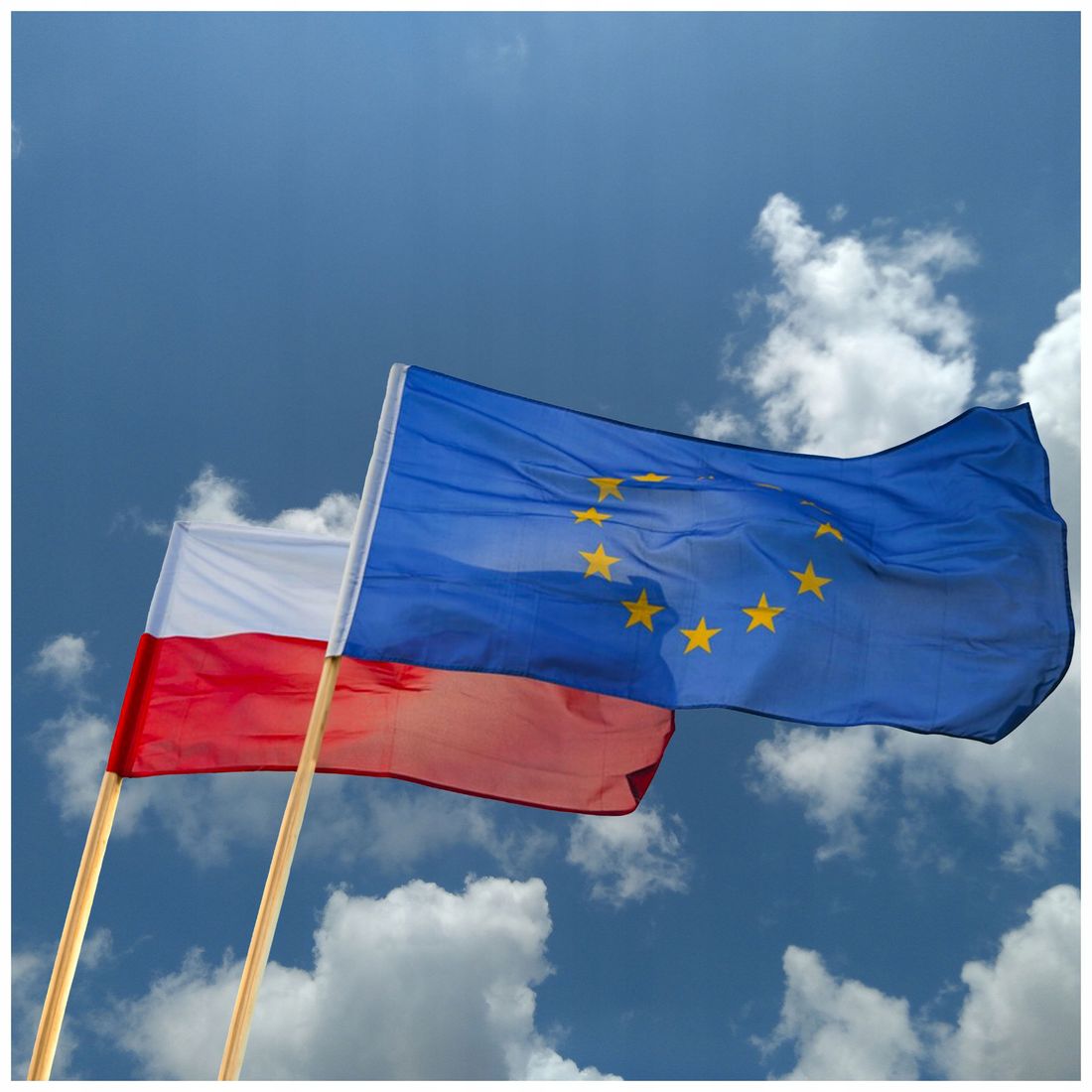 FLAGA POLSKI + UE uchwyt flagi OCYNK maszt duży - ERLI.pl