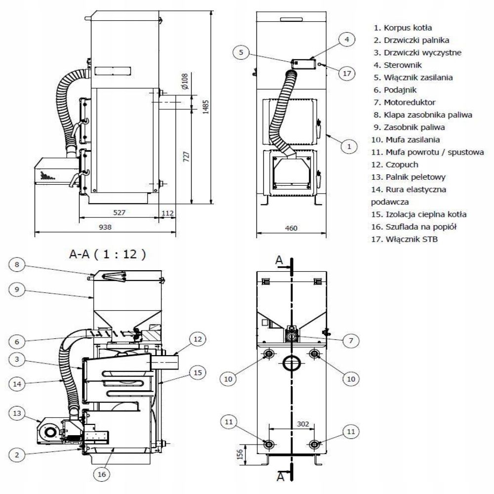 Piec Termo-Tech stalowy na pellet PELL DUO+ 10 kW – 170785466 - ERLI.pl